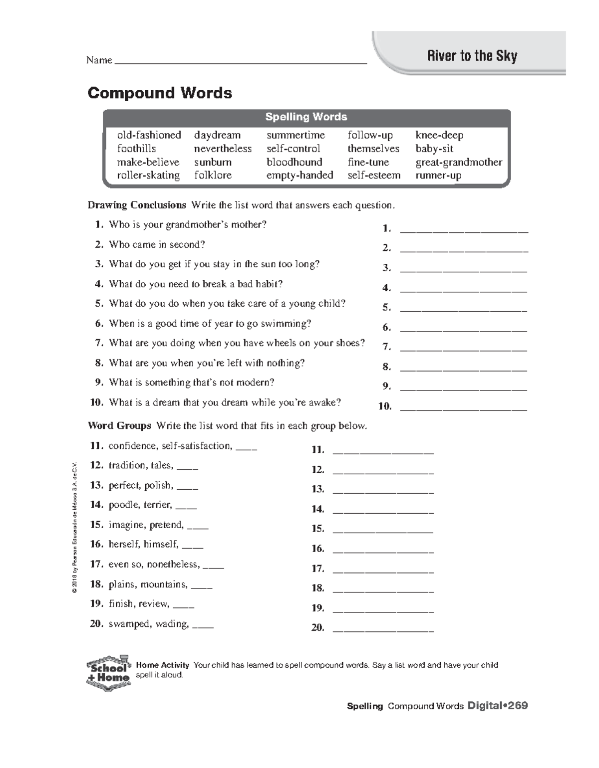 Compound Words - practice - Name Spelling Compound Words Digital• River ...