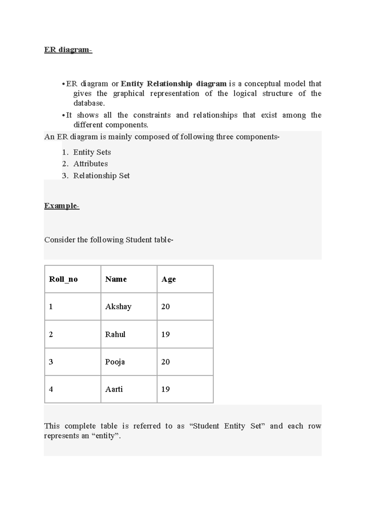 DBMS Notes - ER diagram- ER diagram or Entity Relationship diagram is a ...