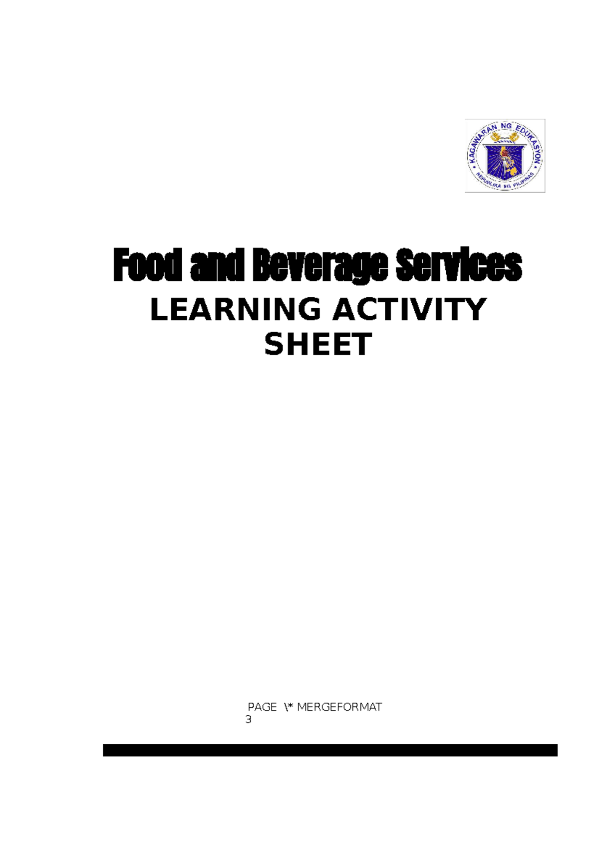 Modular-FBS-Learning-Activity-Sheet 1 (FOR Grade 9,10,11) - Food and Beverage Services LEARNING ...