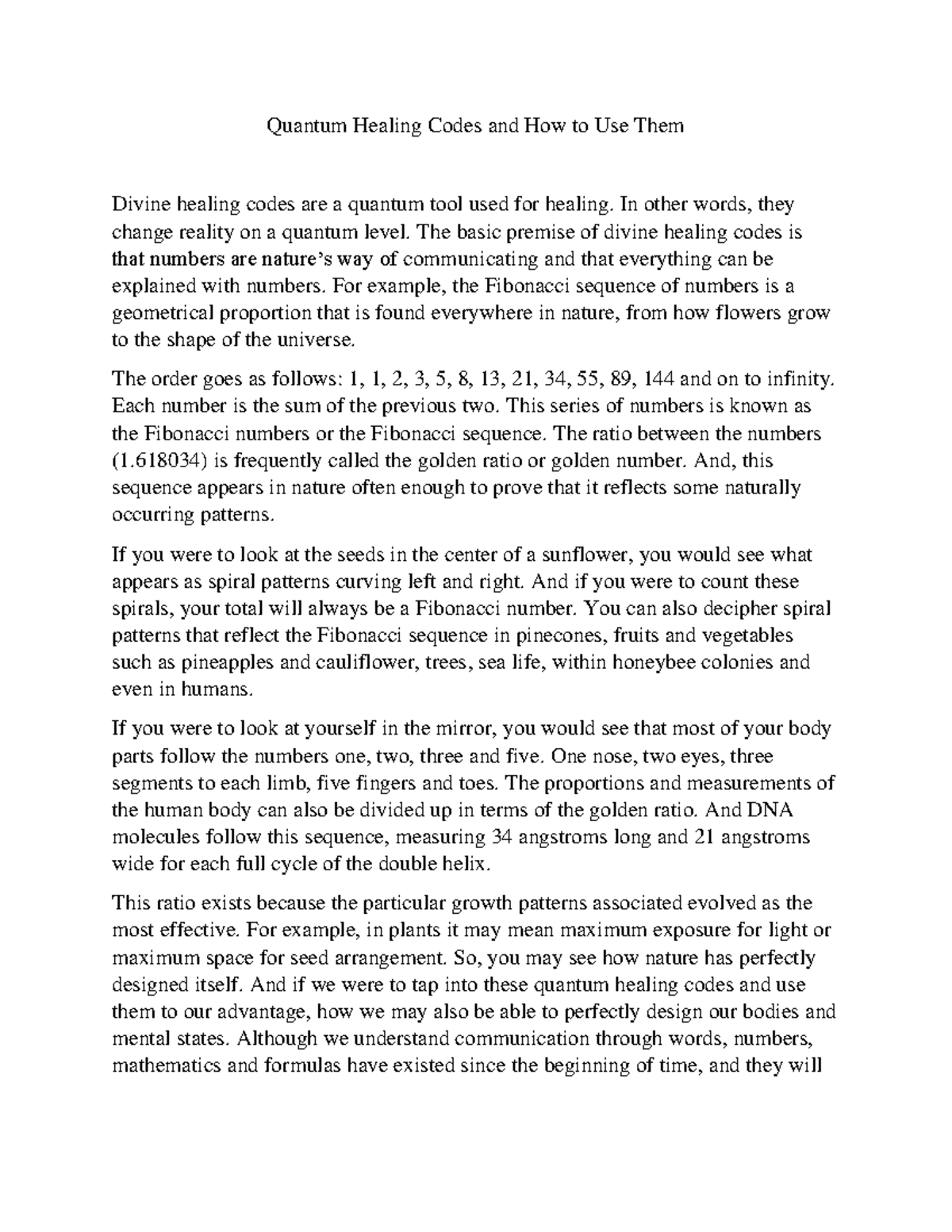 documento de codes - Quantum Healing Codes and How to Use Them Divine ...