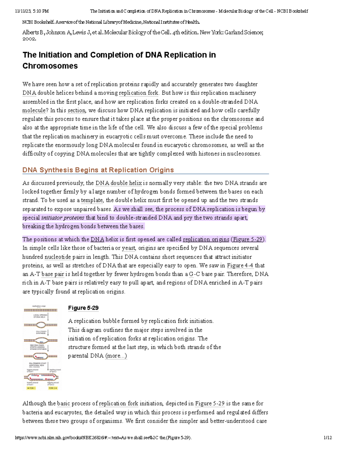 2002 CELL BOOK TEXT Initiation and Completion of DNA Replication in ...