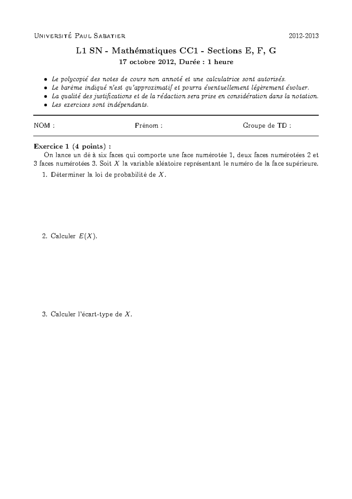 CC1 Maths - Mathématiques - UPS - Studocu