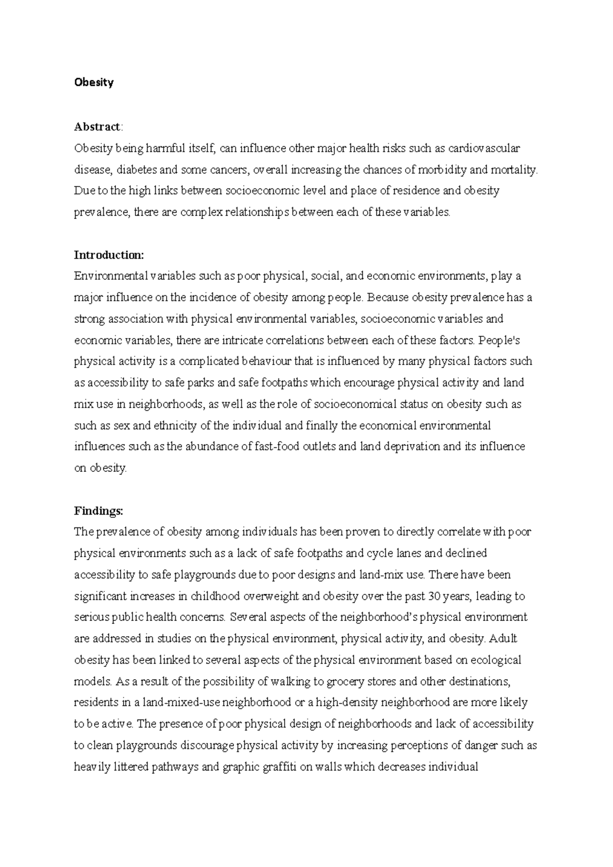 Obesity - Obesity Abstract: Obesity being harmful itself, can influence ...