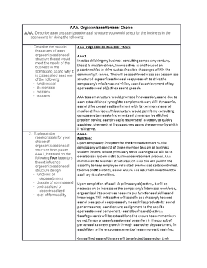 TASK 2 - task 2 essay - A Describe one of the legal entity types ...