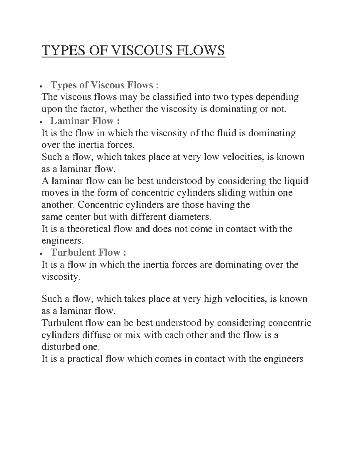 types of viscous flows - TYPES OF VISCOUS FLOWS Types of Viscous Flows ...