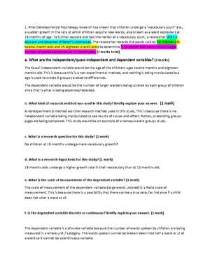 Assignment#1 PSYC 2021R - PSYC 2021R - Assignment Make sure you answer all components of ...