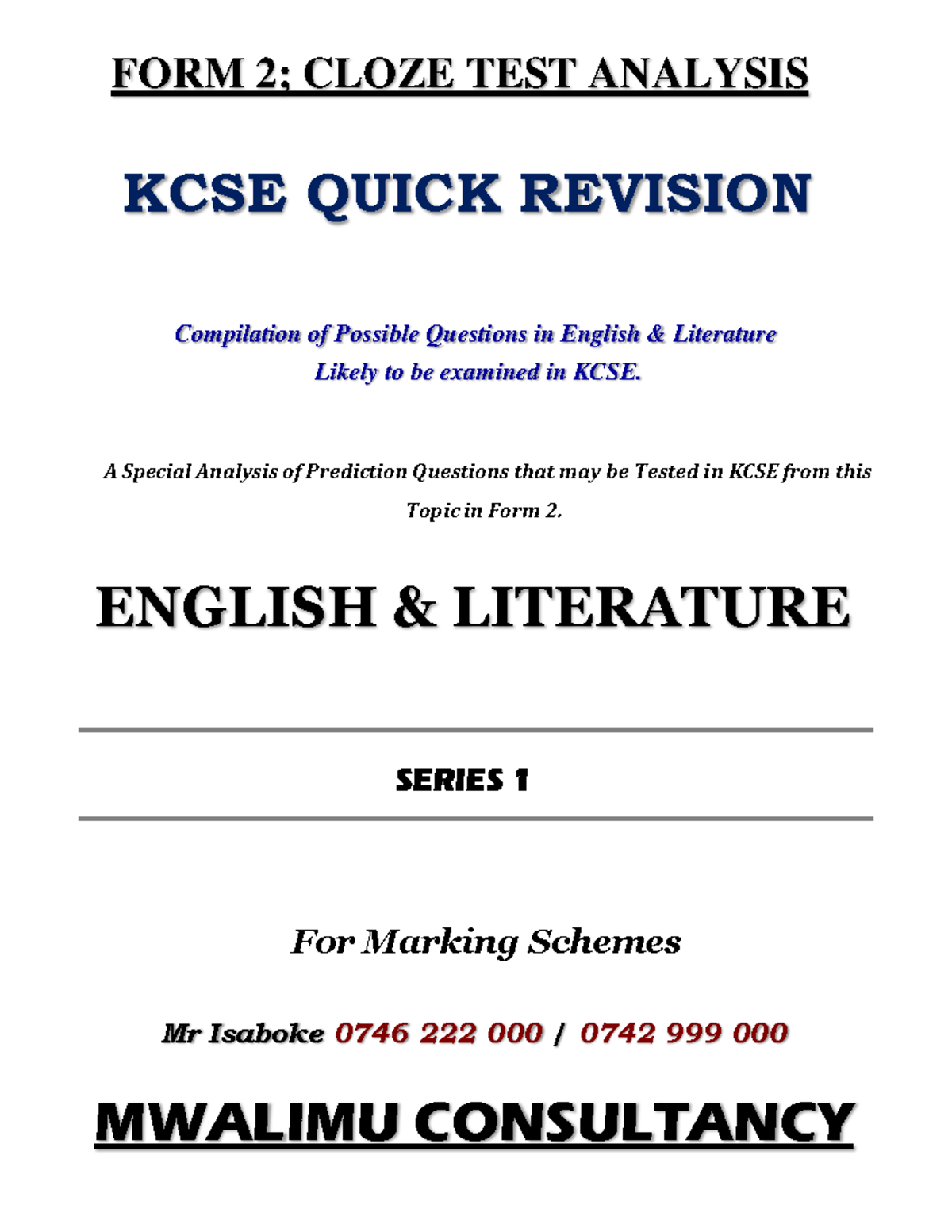 F2 Cloze TEST Revision Q - FORM 2; CLOZE TEST ANALYSIS KCSE QUICK ...