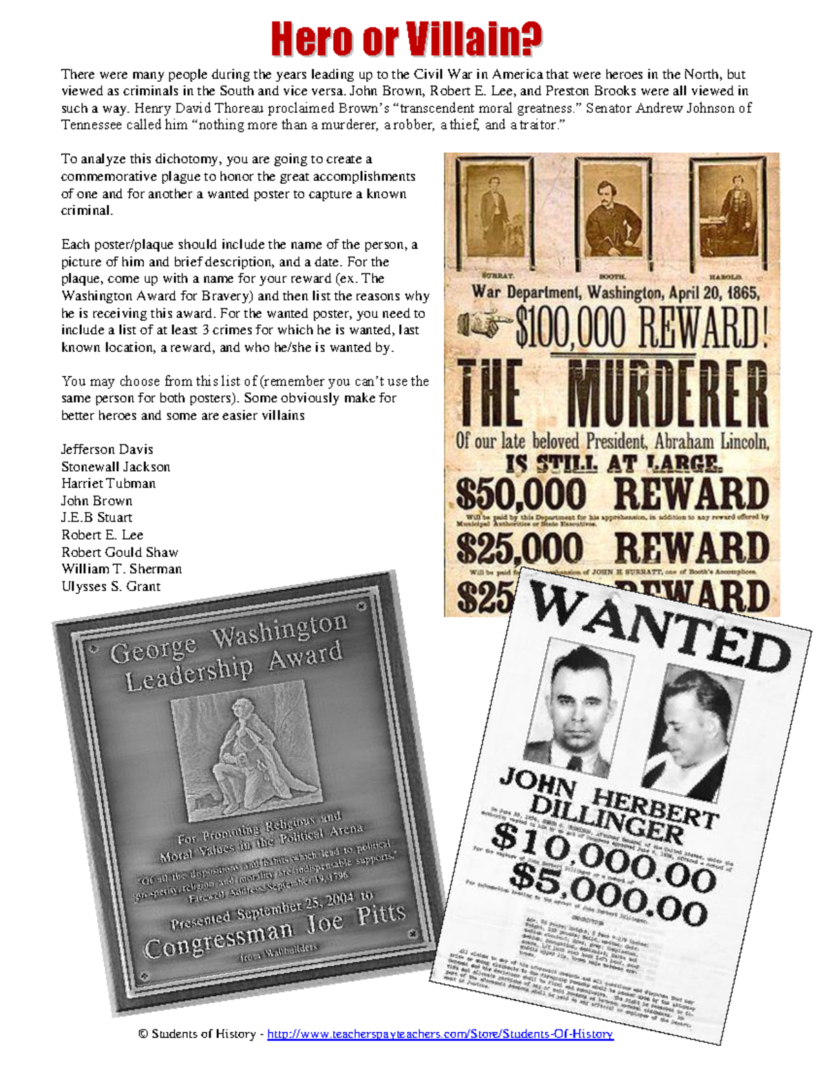 Julianna Scraper - Wanted Poster or Hero Plaque Project- Key figures of ...