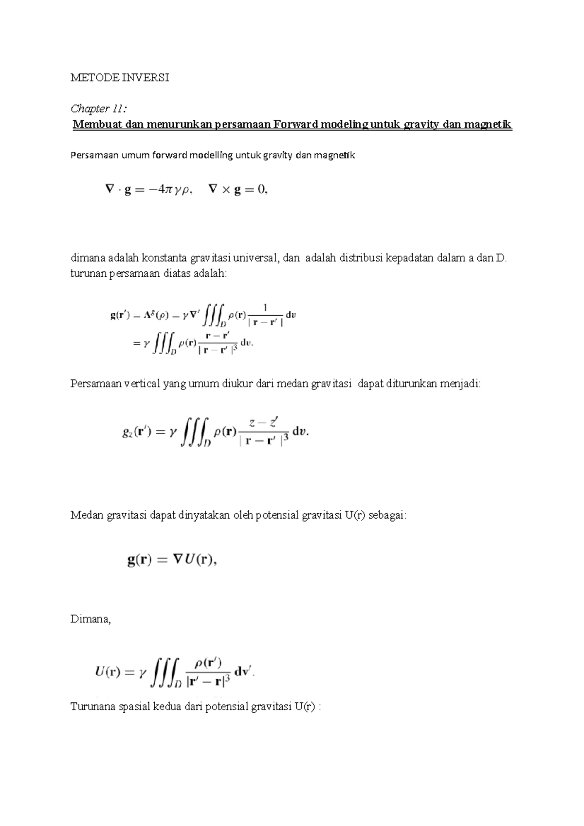 Metode Inversi - METODE INVERSI Chapter 11: Membuat dan menurunkan ...