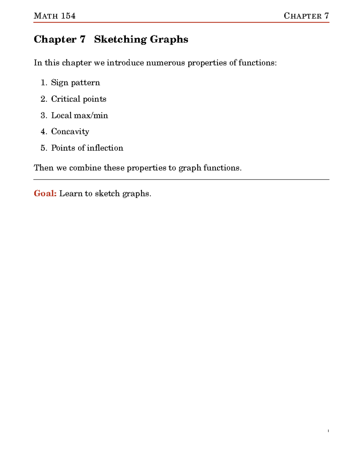 Chapter 7 - practice materials - Chapter 7 Sketching Graphs In this ...