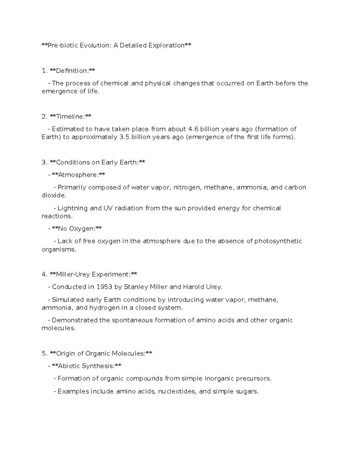 Prebiotic Evolutio A Detailed Exploration - Pre-biotic Evolution: A ...