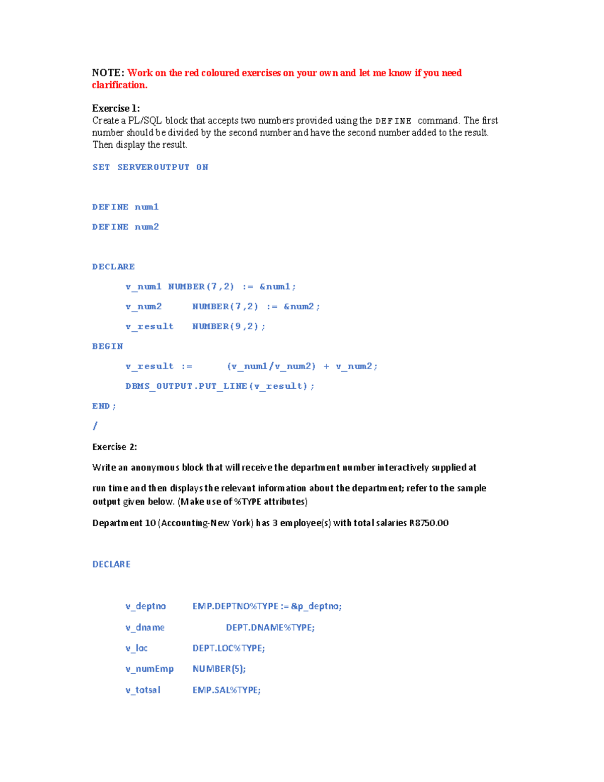 19102021 - DSO23BT - Recap chapter 1, 2 & 3 exercises - NOTE: Work on ...