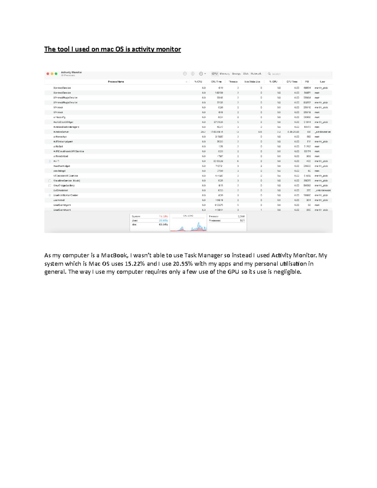 Assignment 2 BTM - Example of my second assignement - The tool I used on mac OS is activity ...