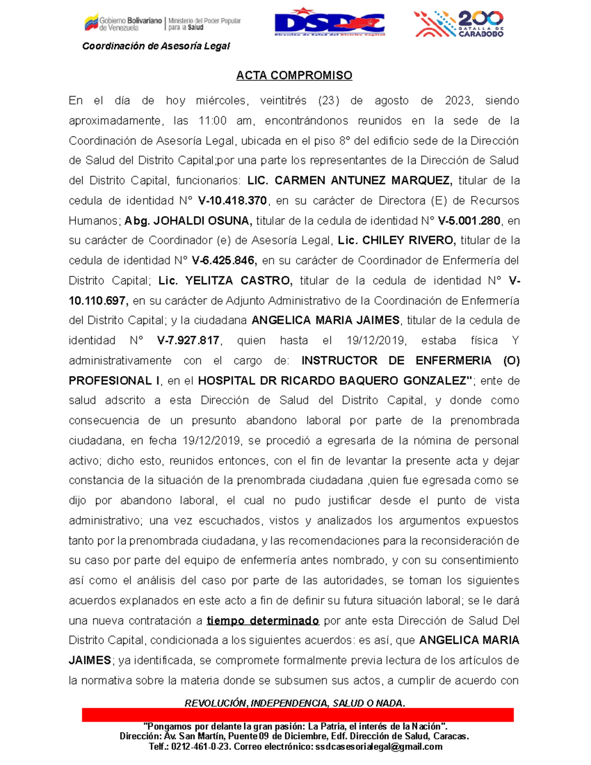 ACTA Compromiso Angelica Maria Jaimes - Coordinación de Asesoría Legal ...