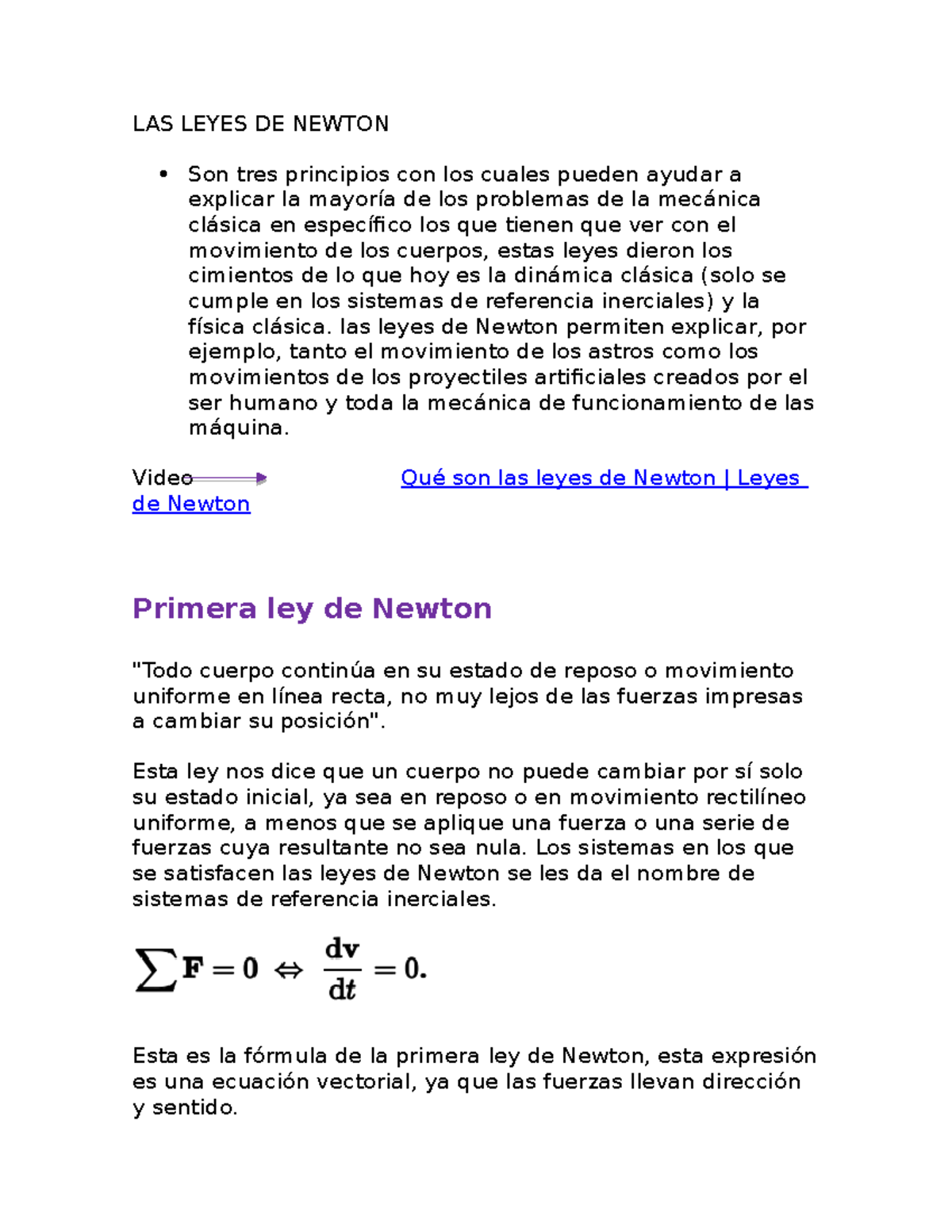 Foro física #2 - ertyui - LAS LEYES DE NEWTON Son tres principios con ...