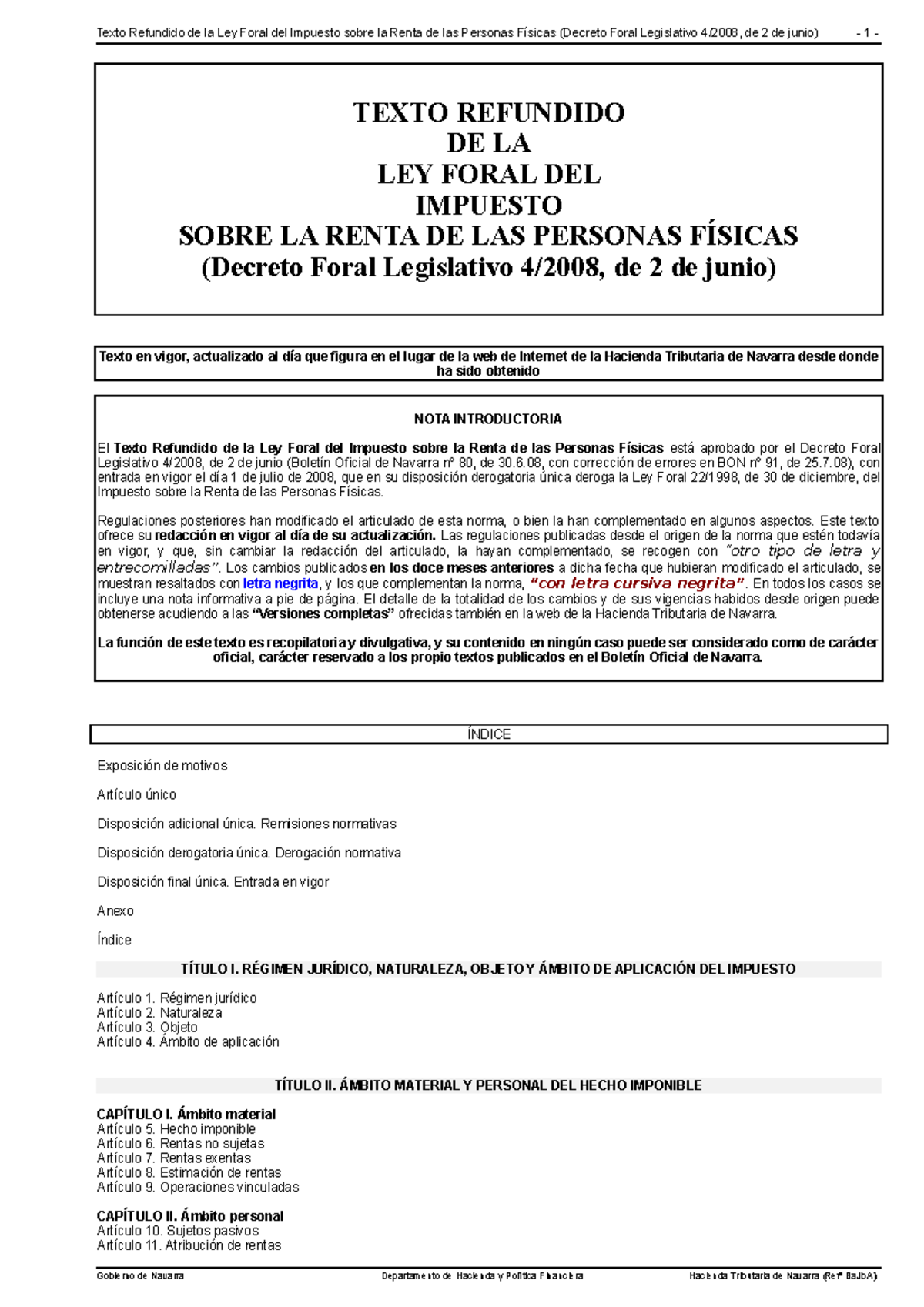 Ley irpf - LEY IRPF - TEXTO REFUNDIDO DE LA LEY FORAL DEL IMPUESTO ...