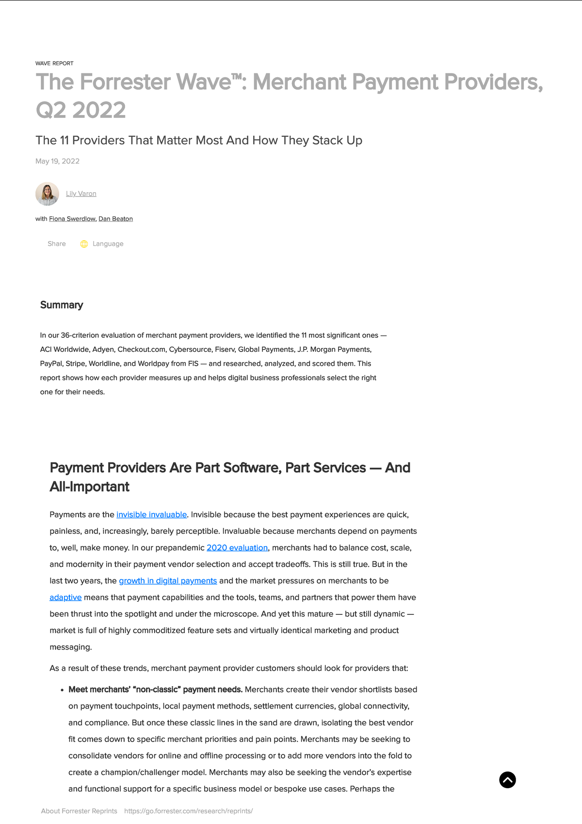 The-Forrester-Wave -Merchant-Payment-Providers-Q2-2022 - In our 36 ...