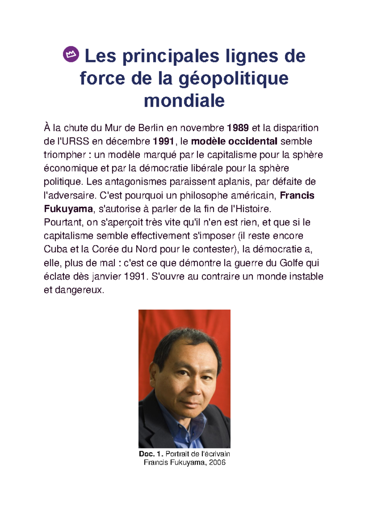 Les principales lignes de force de la géopolitique mondiale - Histoire ...