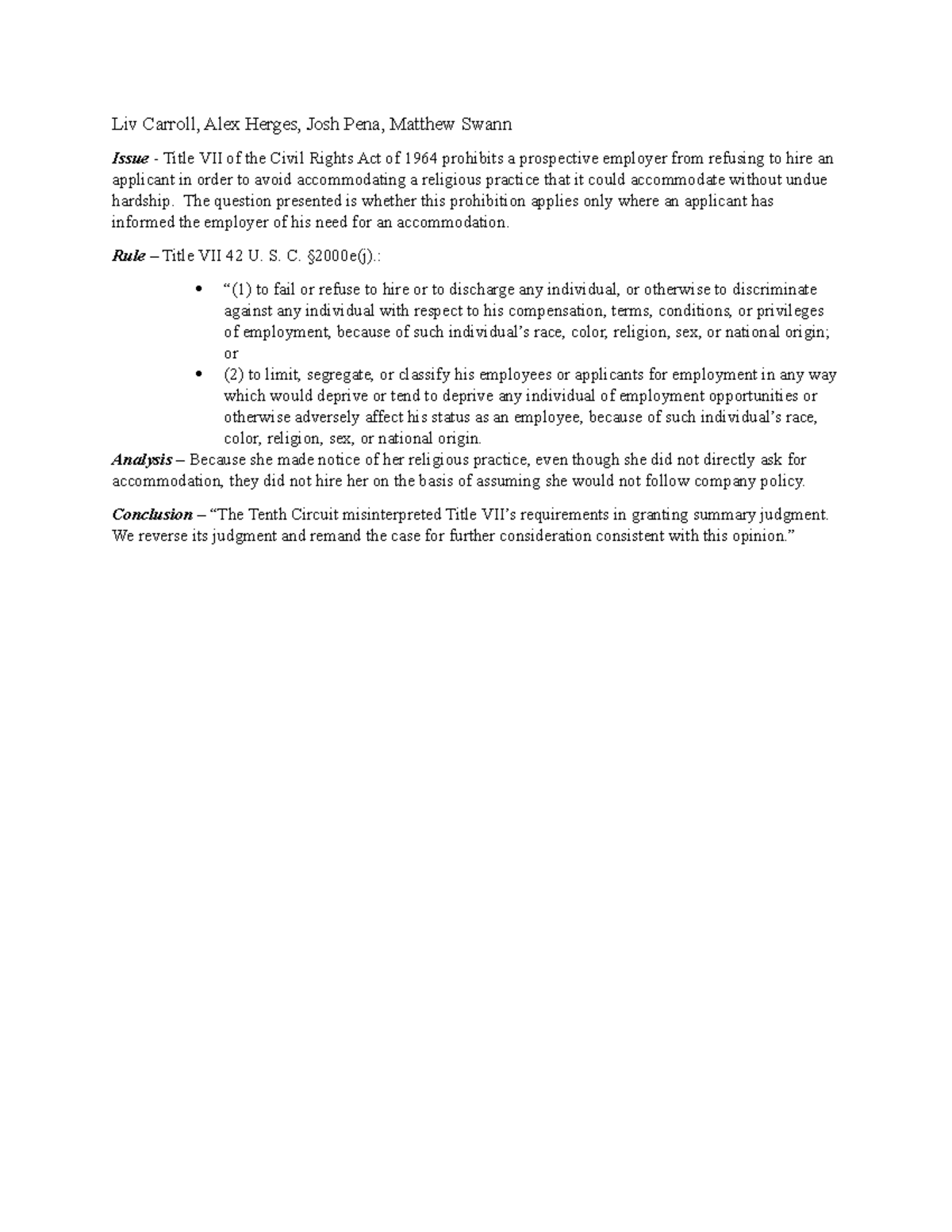 Lecture notes 2 - Liv Carroll, Alex Herges, Josh Pena, Matthew Swann ...