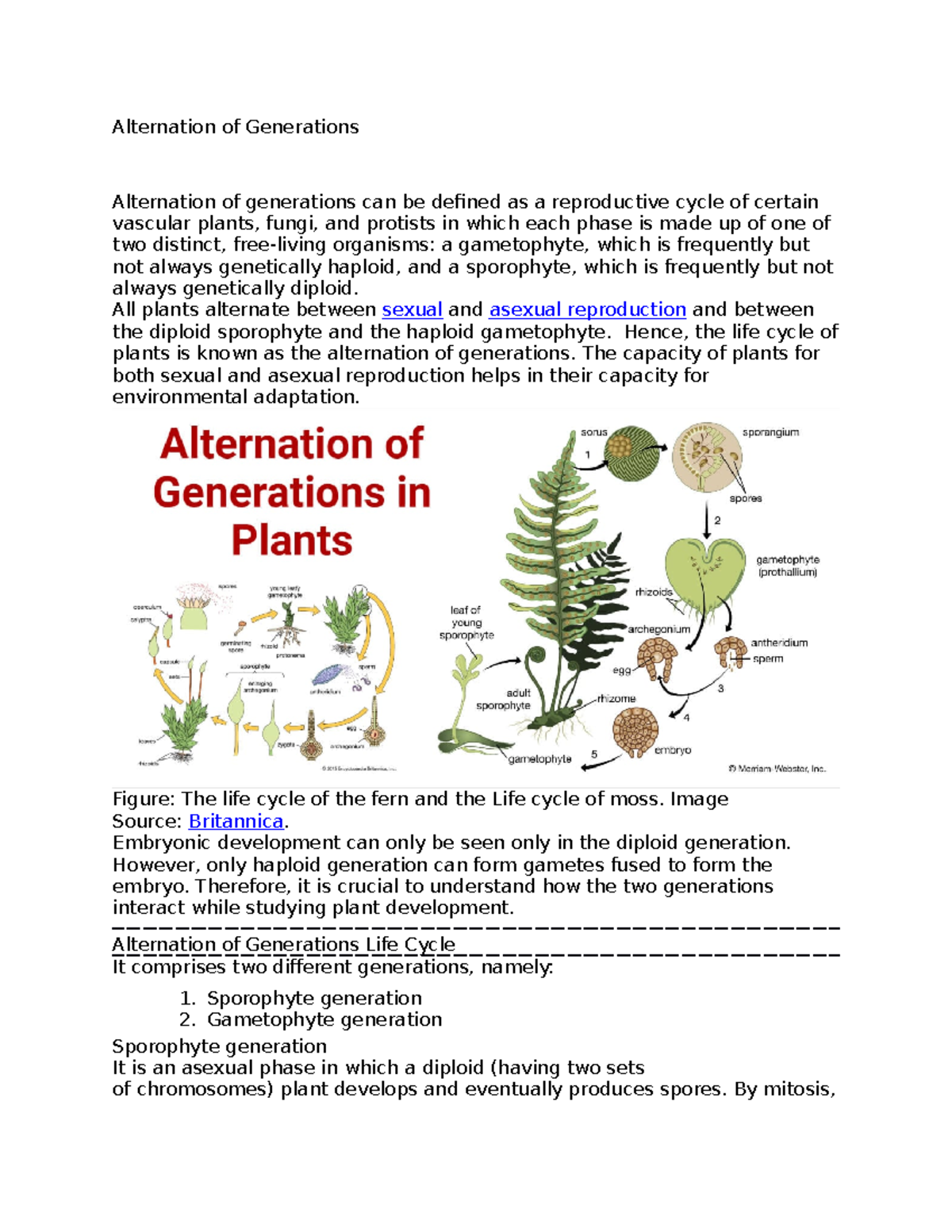 Alternation of Generations - Alternation of Generations Alternation of ...