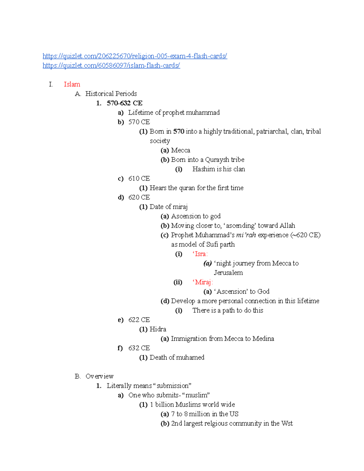Islam - quizlet/206225670/religion-005-exam-4-flash-cards/ quizlet ...