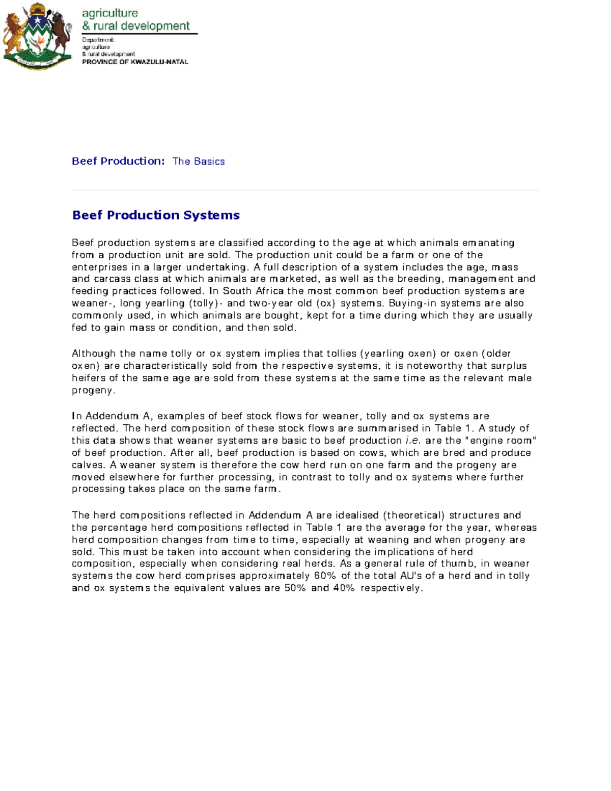Beef Production Systems - Beef Production: The Basics Beef Production ...