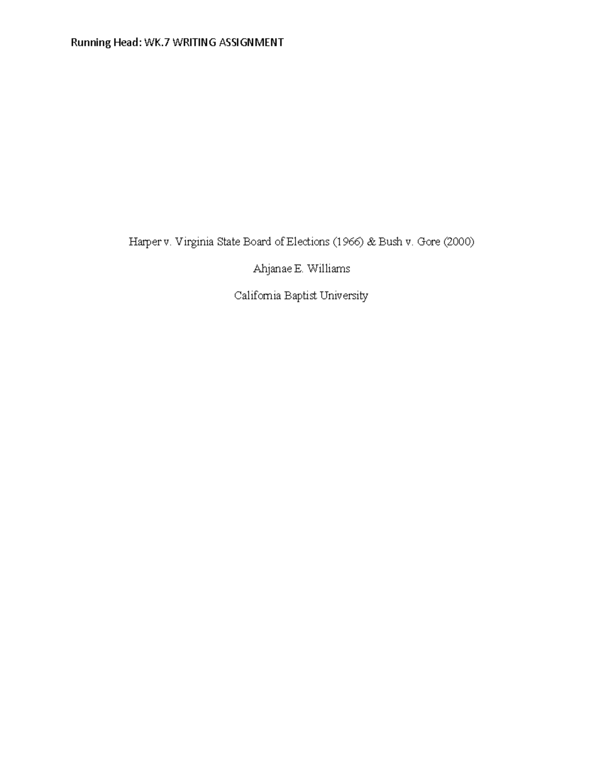 Cl2 Wk Review Harper V Virginia State Board Of Elections 1966