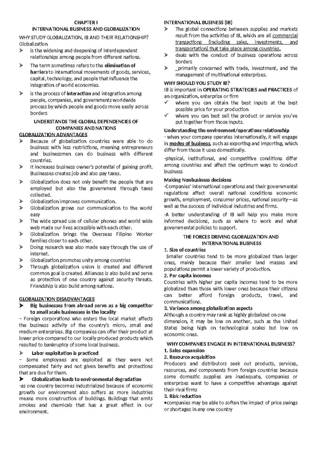 IBT Chapter 1&2 - international business and trade - CHAPTER I ...