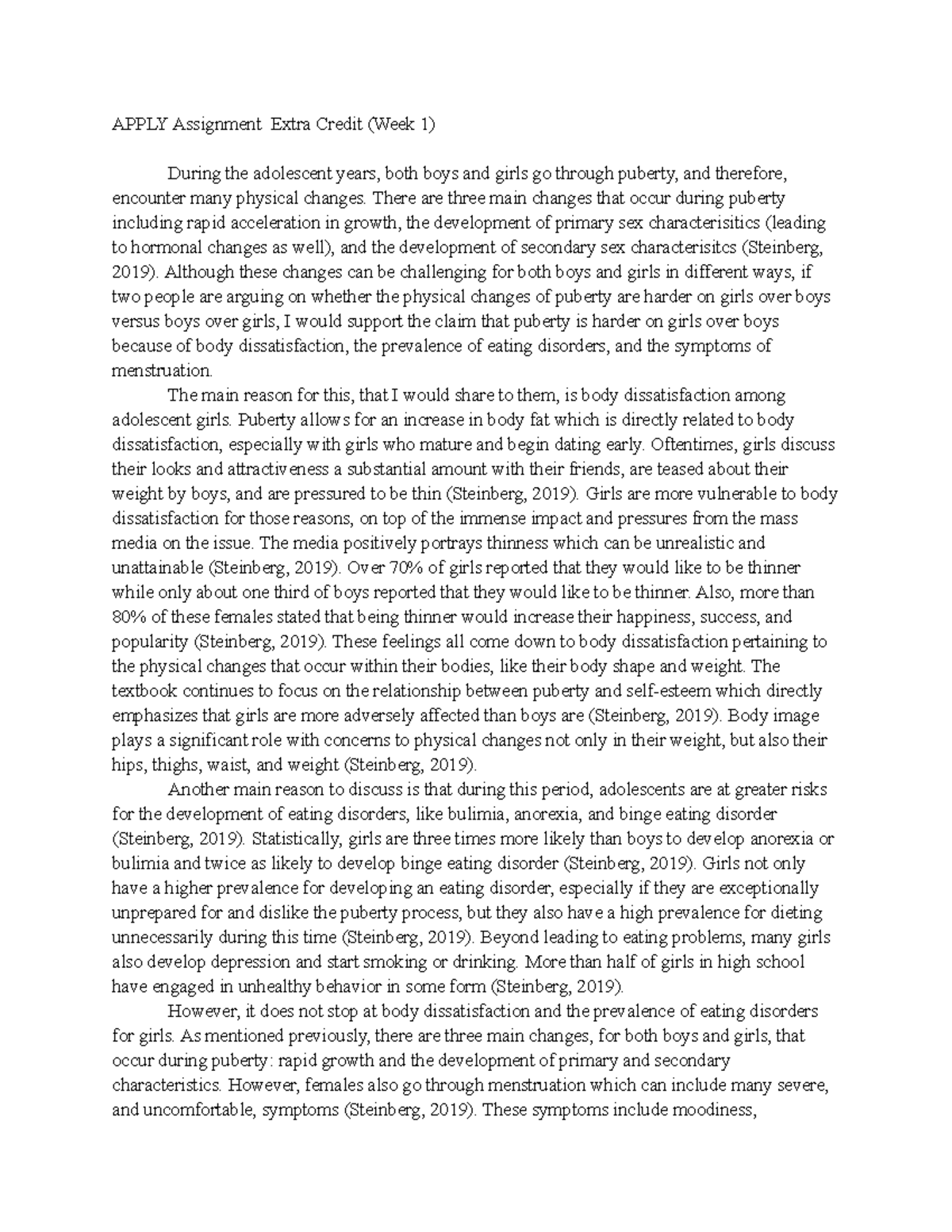 Apply Extra Credit - Grade: A - APPLY Assignment Extra Credit (Week 1 ...