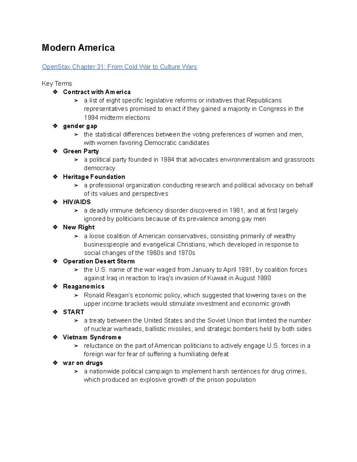 Hist module 15 - Modern America OpenStax Chapter 31: From Cold War to ...