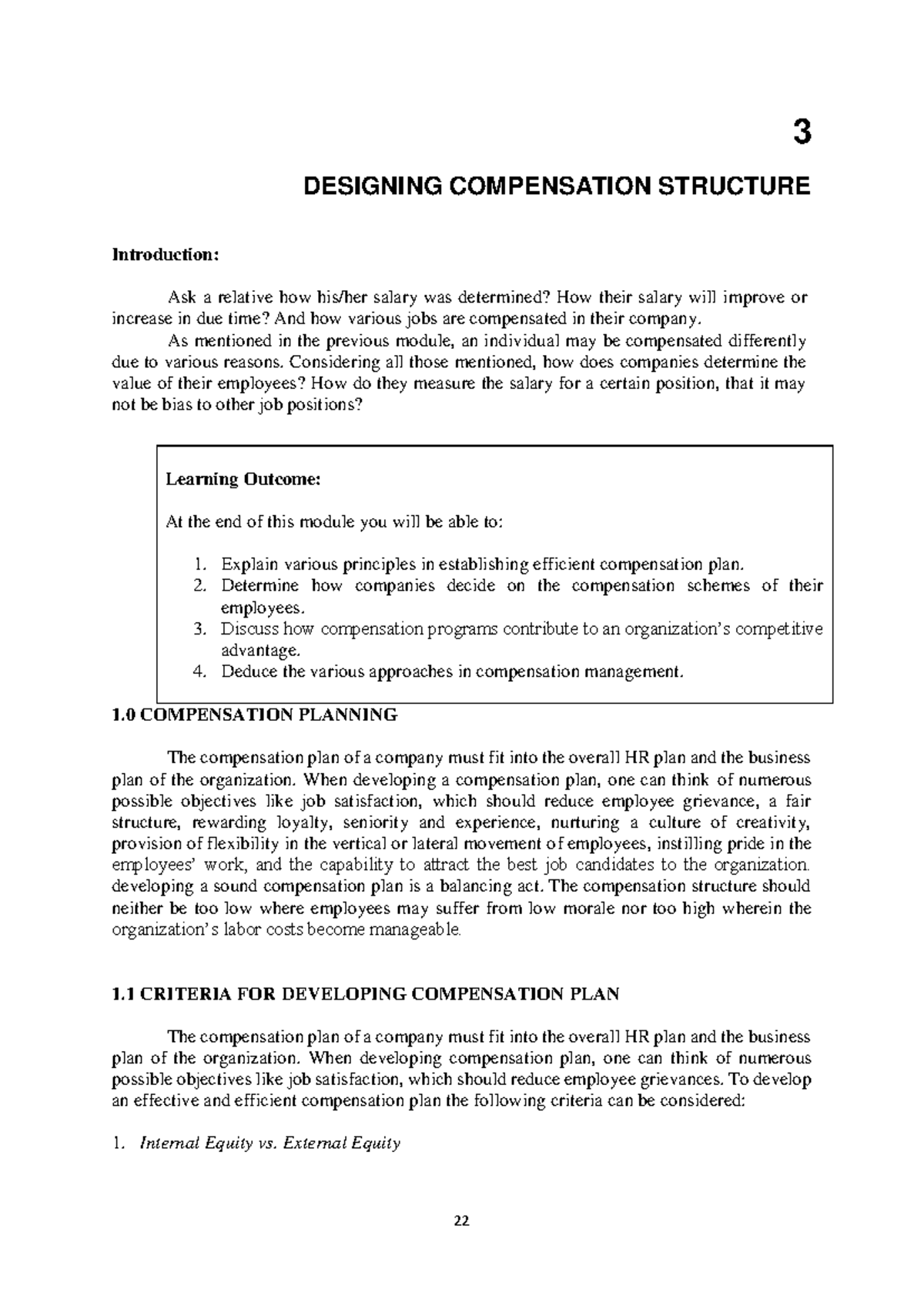 Module-3 - Note - 3 DESIGNING COMPENSATION STRUCTURE Introduction: Ask ...