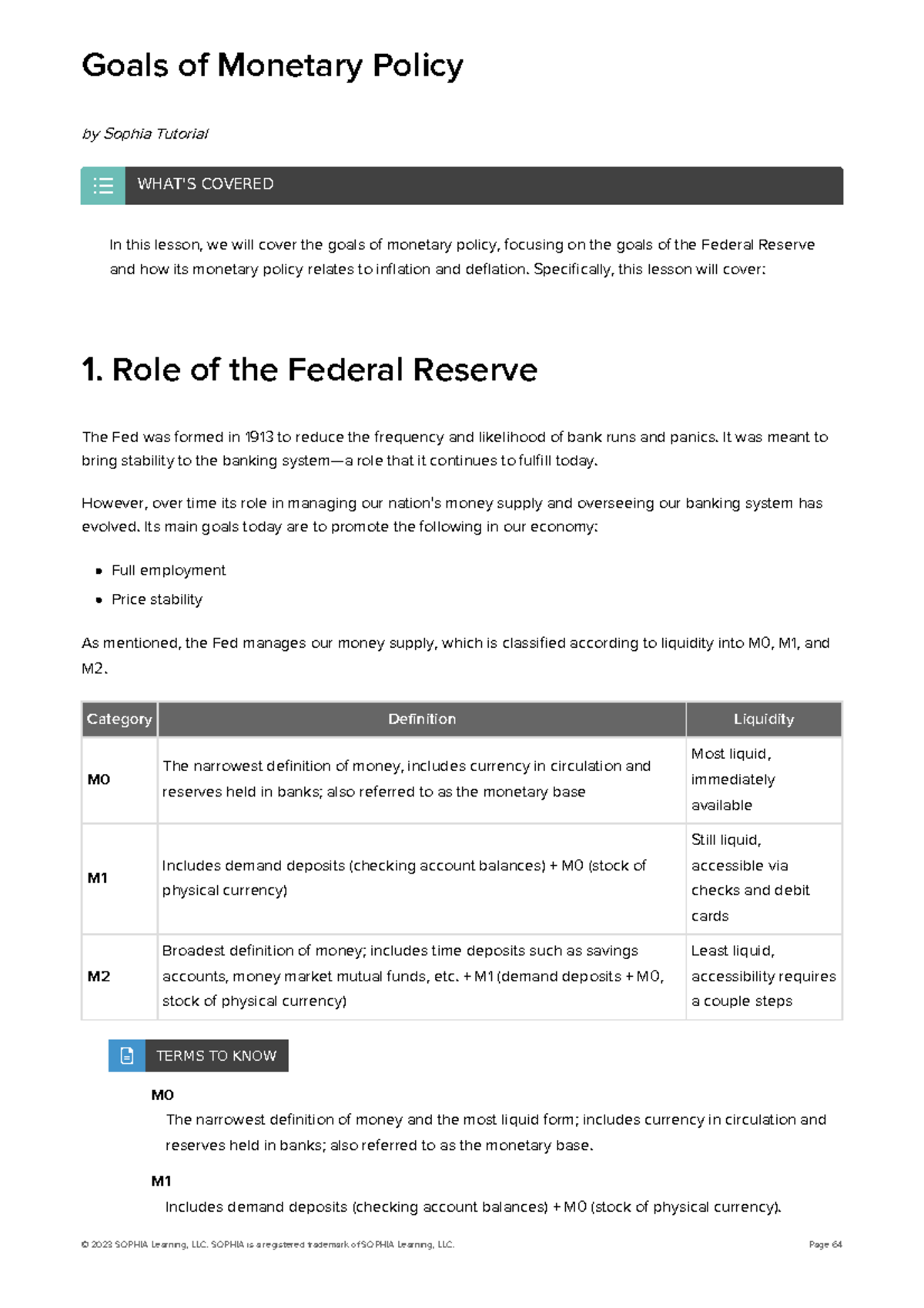 Macroeconomics unit-3-tutorials PDF4 - Goals of Monetary Policy by ...