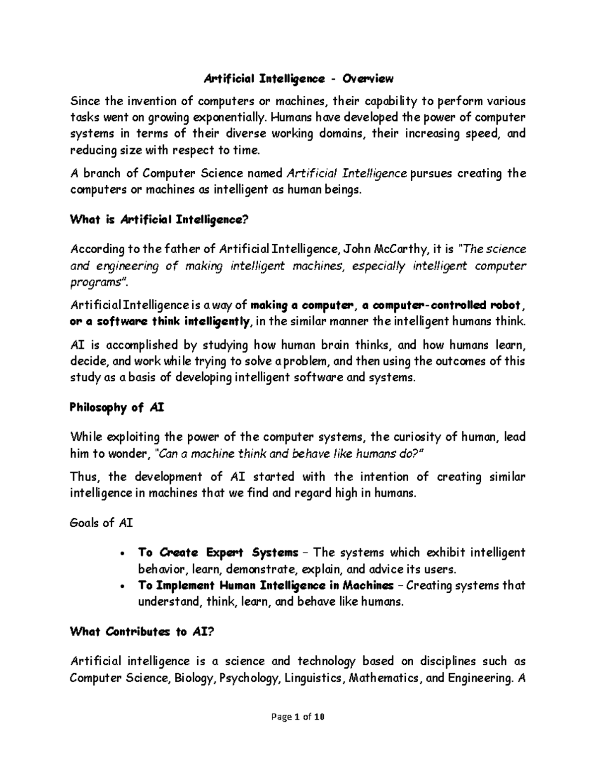 Introduction To Artificial Intelligence Artificial Intelligence Overview Since The Invention 5694