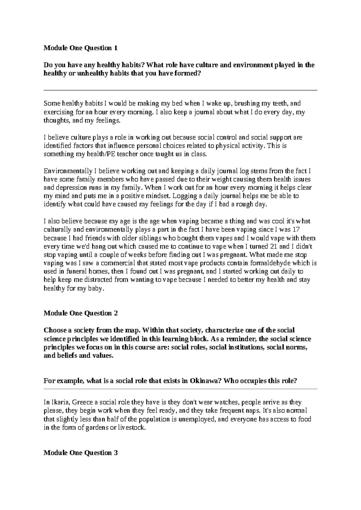 SCS 200 Module One Short Response Submission - Module One Question 1 Do ...