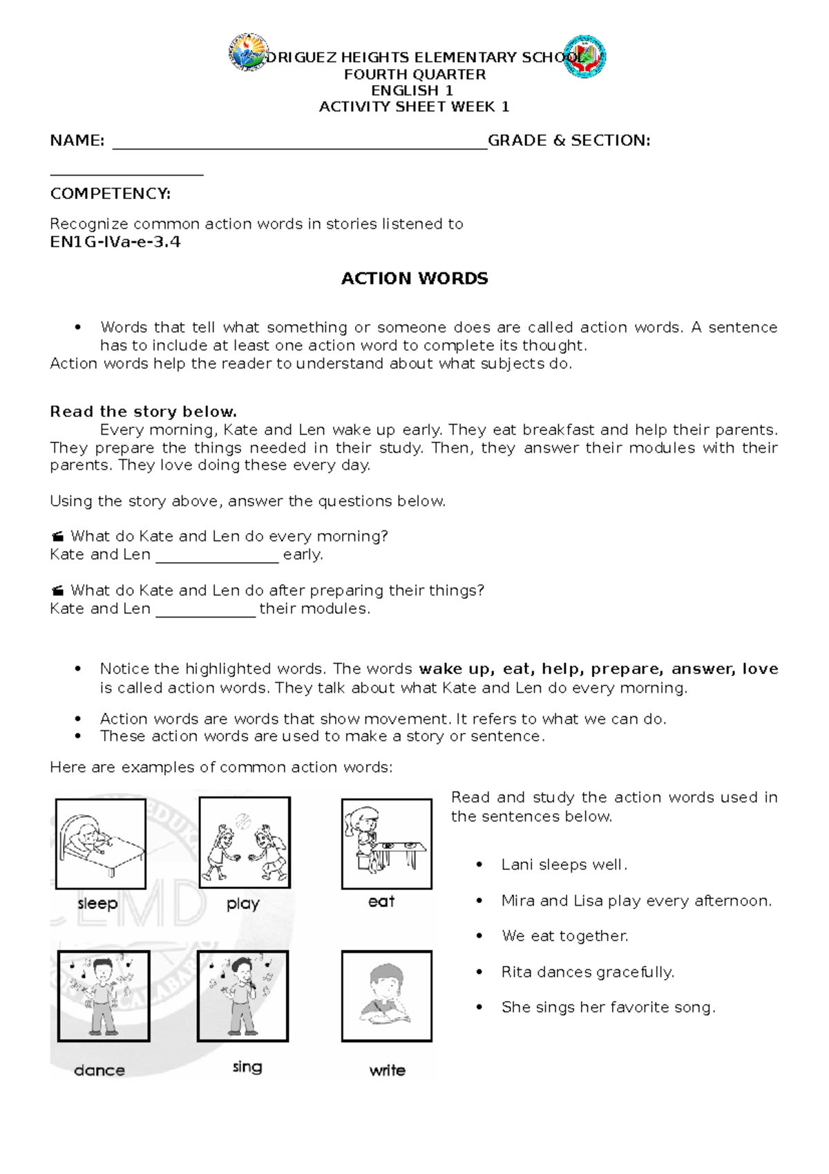 Week 1 - quarter 4 english 1 - RODRIGUEZ HEIGHTS ELEMENTARY SCHOOL ...