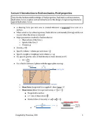 CV1012 Fluid Mechanics Tutorial 2 Solution - Fluid Mechanics Tutorial 2 - Fluid Statics ...