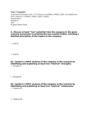 Task 2 tips - Tips to complete Task 2 - C714 (v, v, & v)/D081 Task 2 ...
