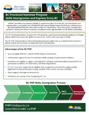 BC PNP Skills Immigration and Express Entry BC Technical Guide - For m ...