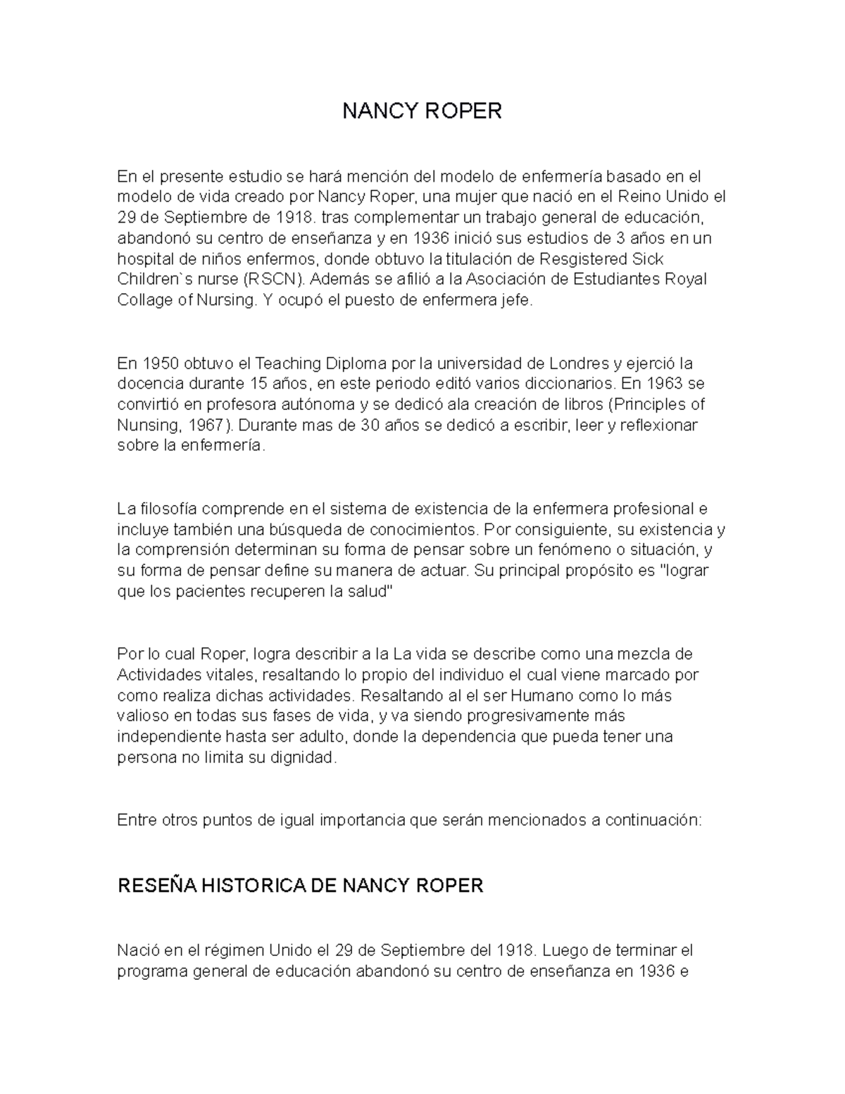 Nancy Roper - bueno - NANCY ROPER En el presente estudio se hará ...