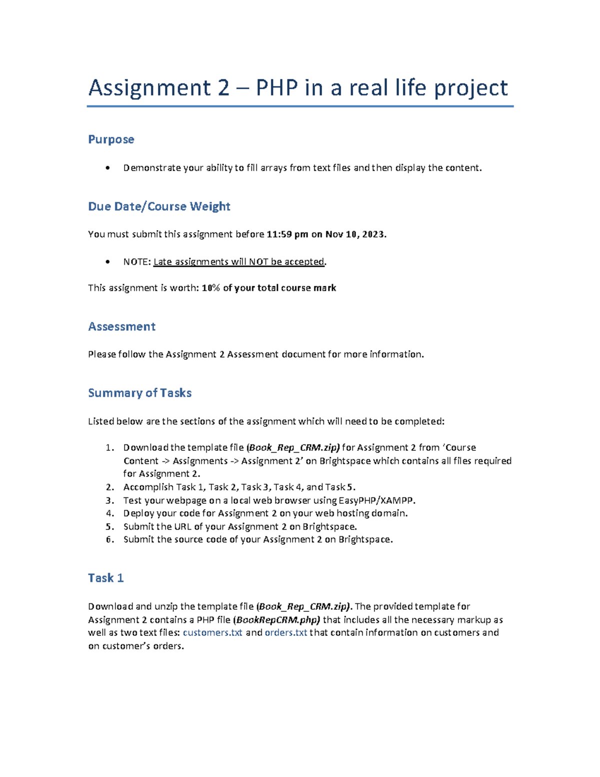 Assignment 2 - PHP in Real Life Project - Assignment 2 – PHP in a real ...
