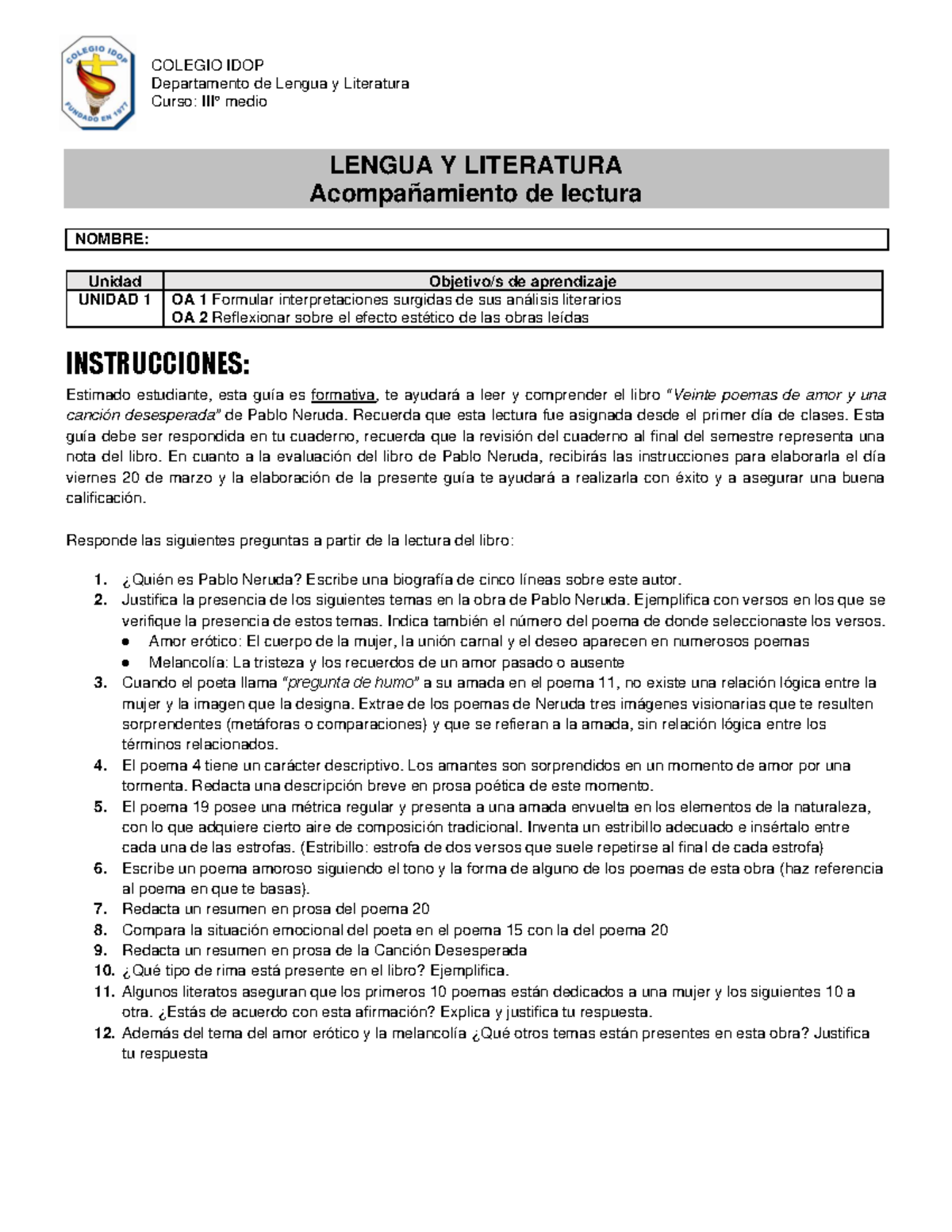 001 Iiimabcd Lengu 1 DRM 202003 18 - COLEGIO IDOP Departamento de ...