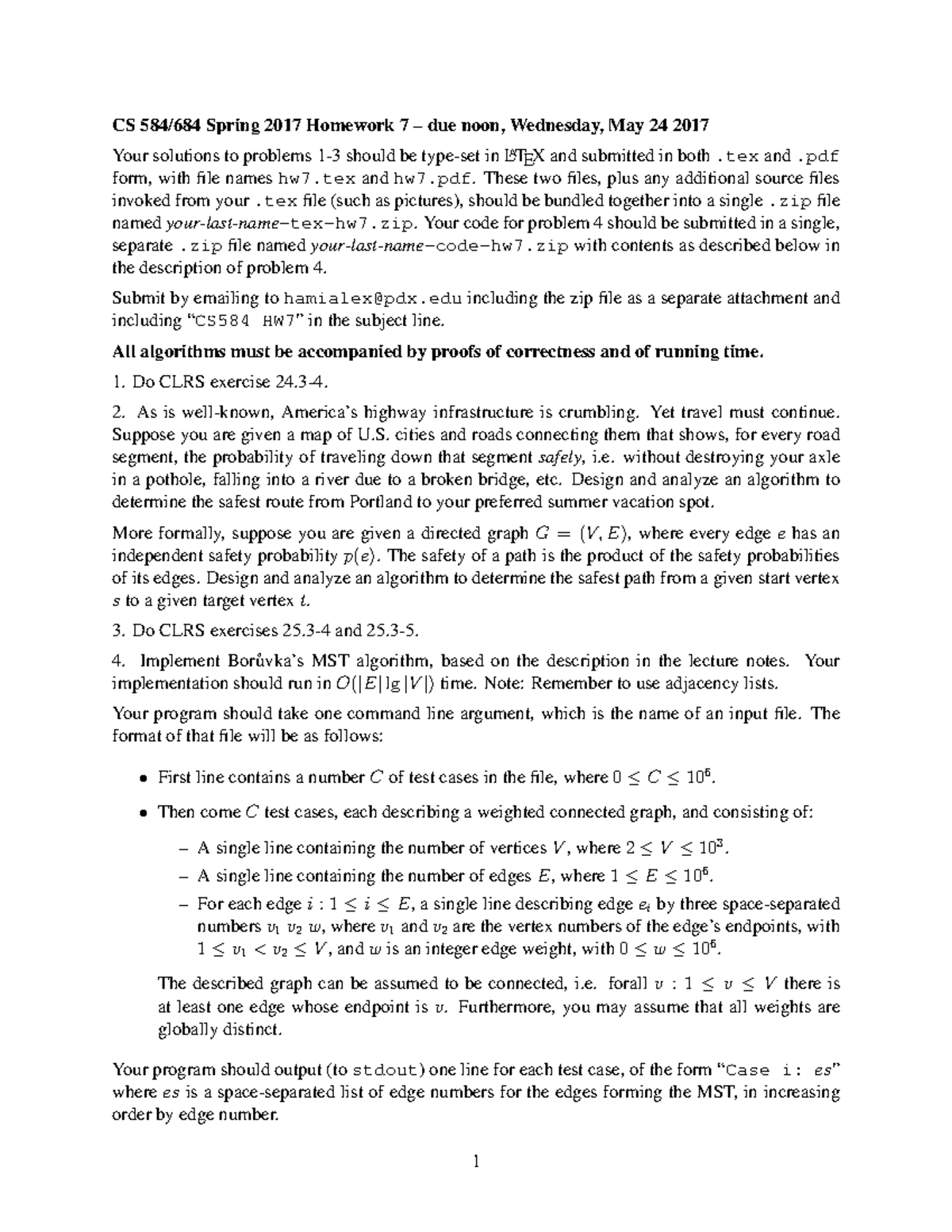 Hw7 - CS 584/684 Spring 2017 Homework 7 – due noon, Wednesday, May 24 ...