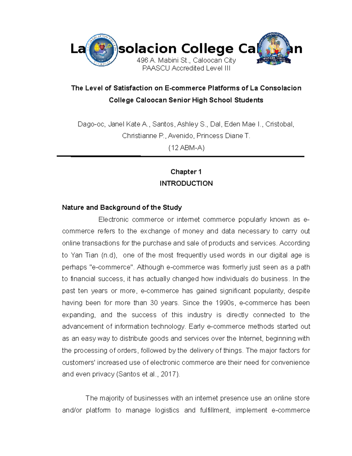 12 ABM A Group 1 PR2 Chapter 1 - La Consolacion College Caloocan 496 A ...