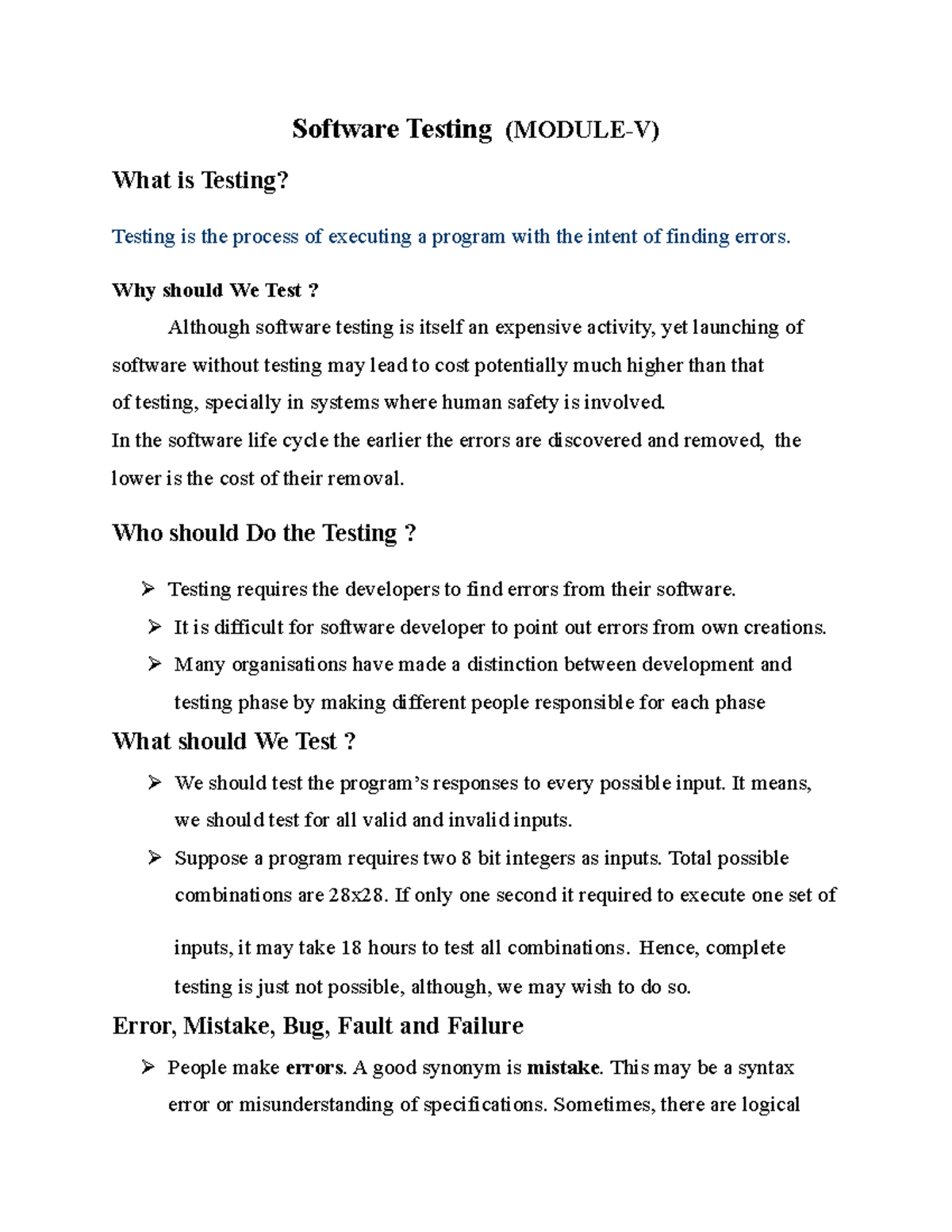 Software Testing - Why should We Test? Although software testing is ...