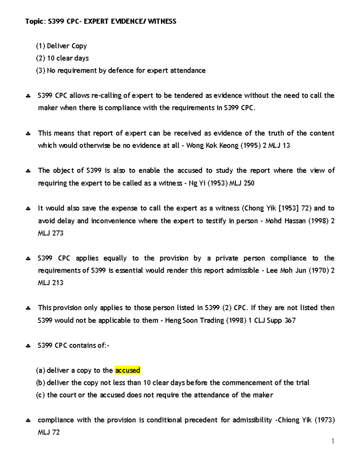 Expert Witness - Topic: S399 CPC- EXPERT EVIDENCE/ WITNESS (1) Deliver ...