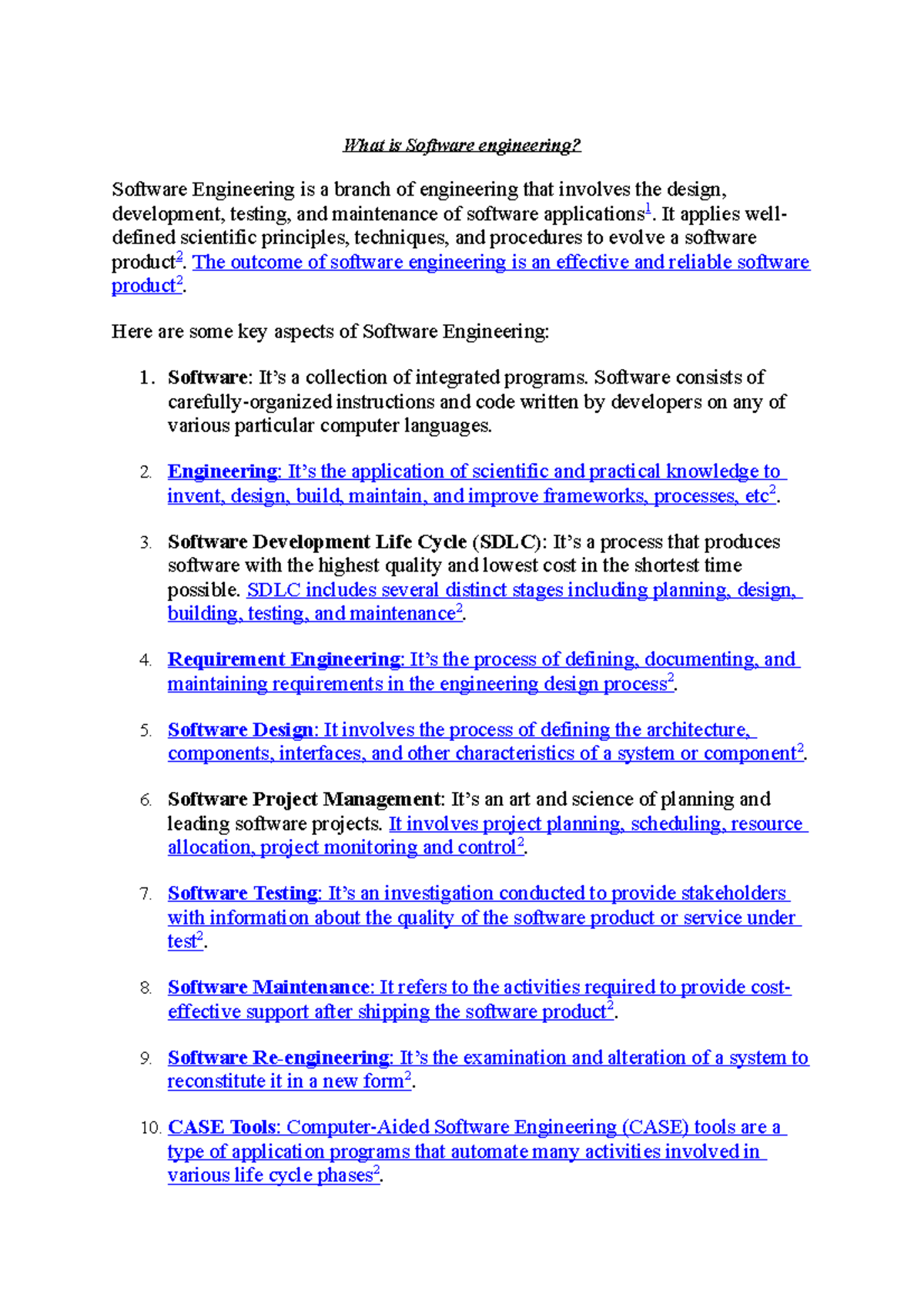 Se answers - What is Software engineering? Software Engineering is a ...