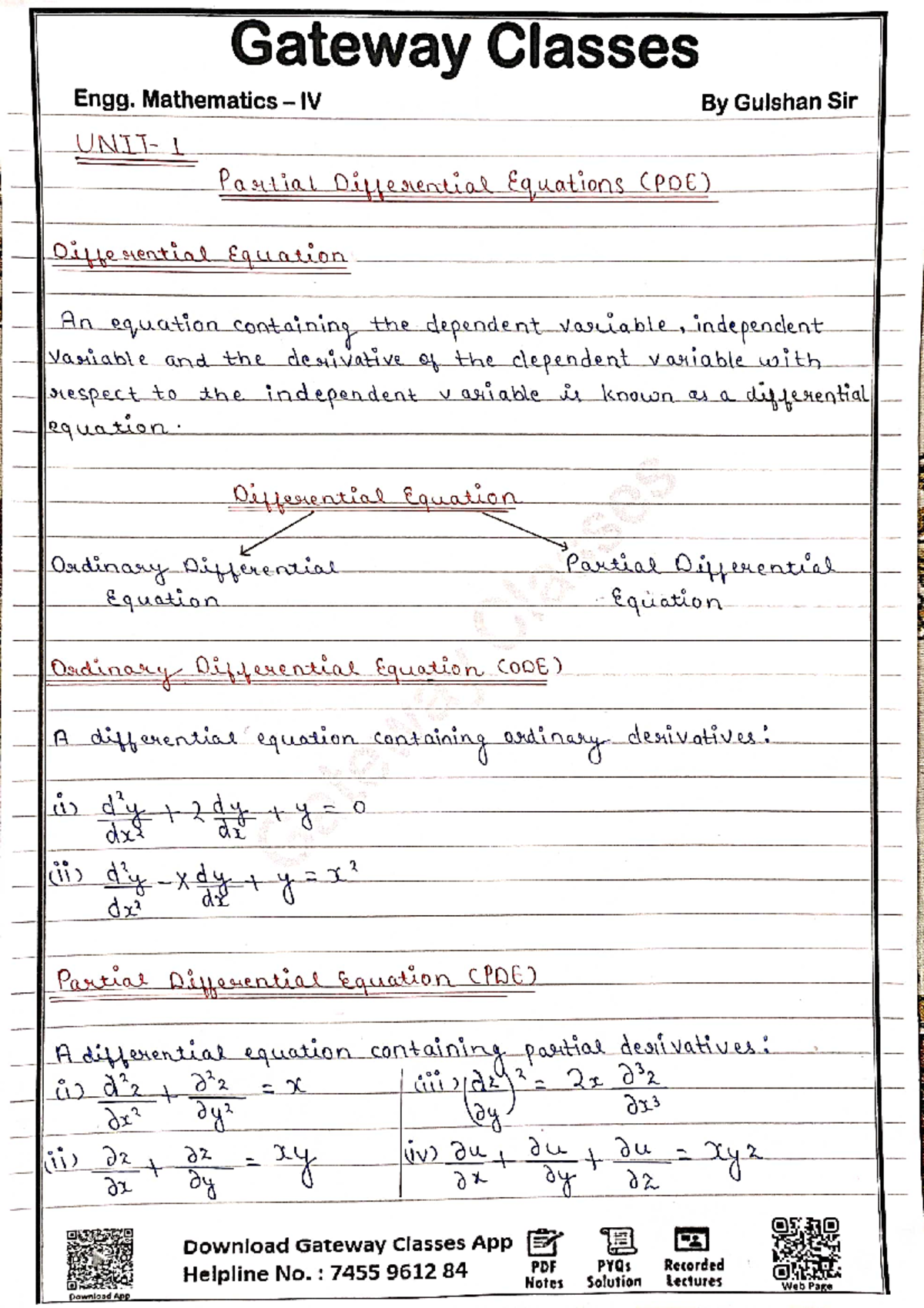 M4 unit 1 - m4 notes - B.tech - Studocu