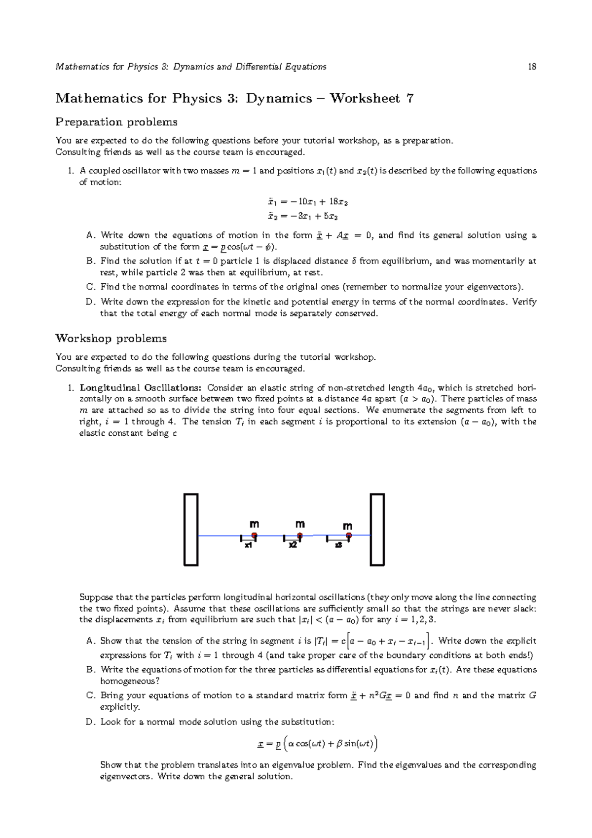 Worksheet 7 - 2011/2012 - Mathematics for Physics 3: Dynamics and ...