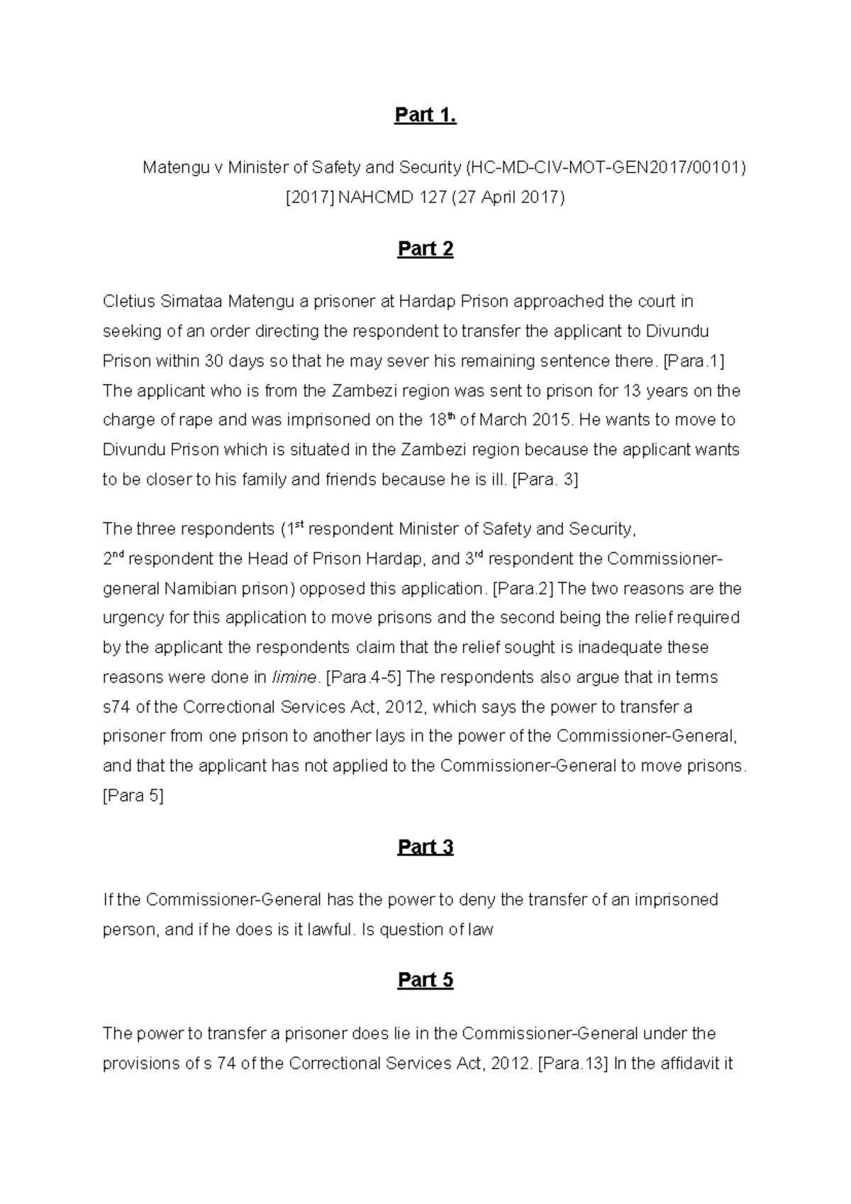 Constitutional Law Workshop 3 (Topic 6 The executive) - Part 1. Matengu ...