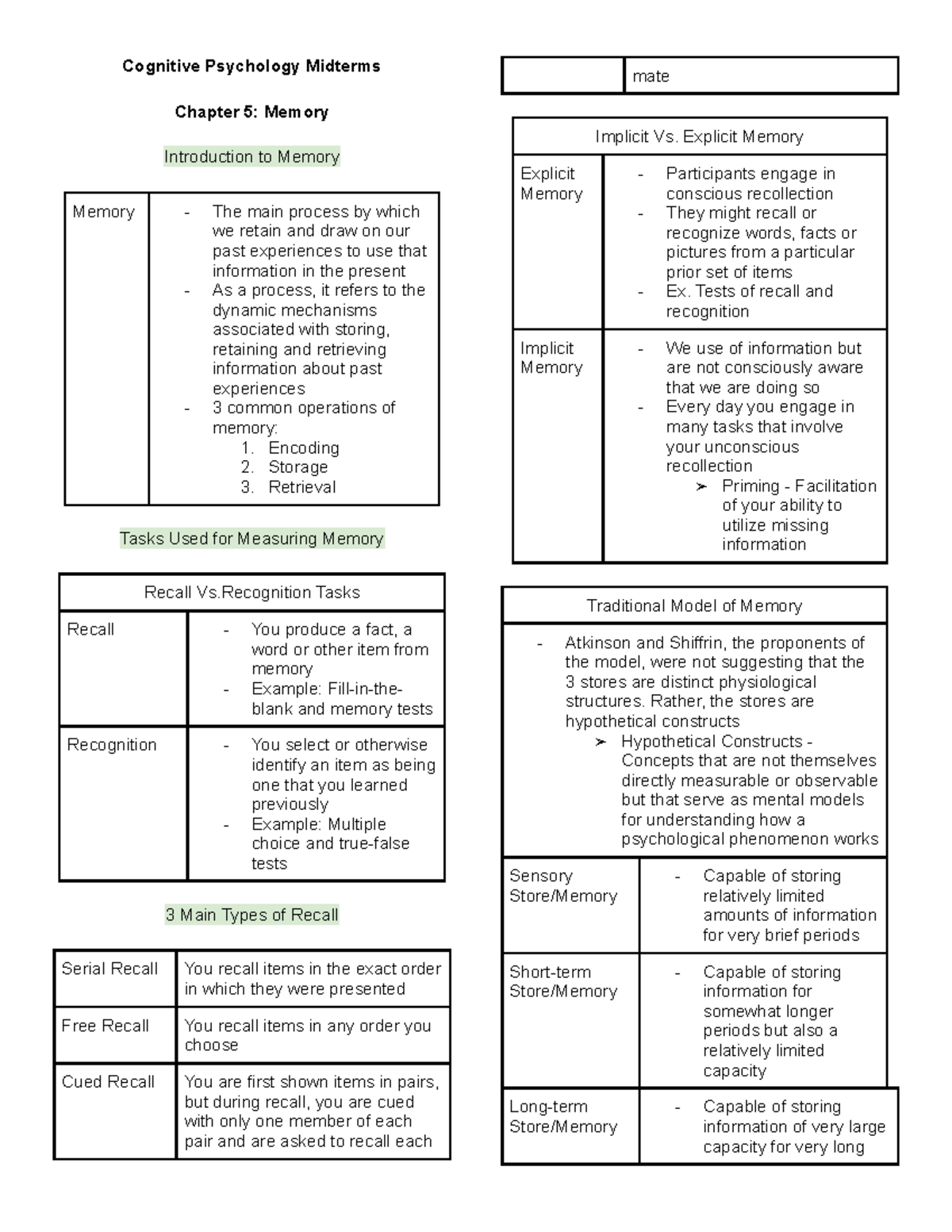 Cognitive Psych Midterms Repaired - Cognitive Psychology Midterms ...